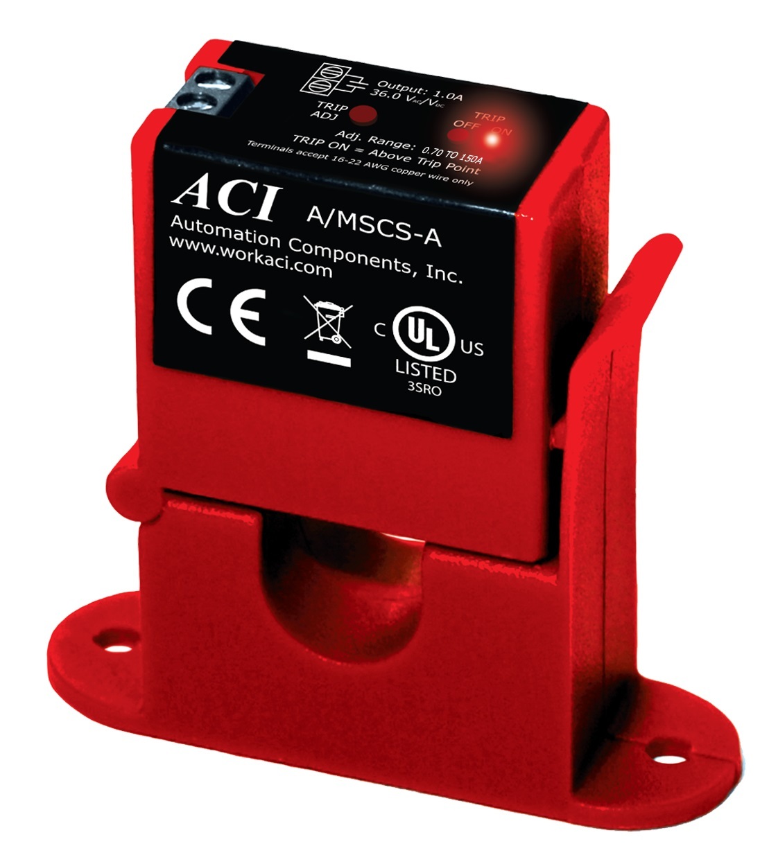 ACI Split Core Adjustable Current Switch 0.70 to 150A | ControlsDirect